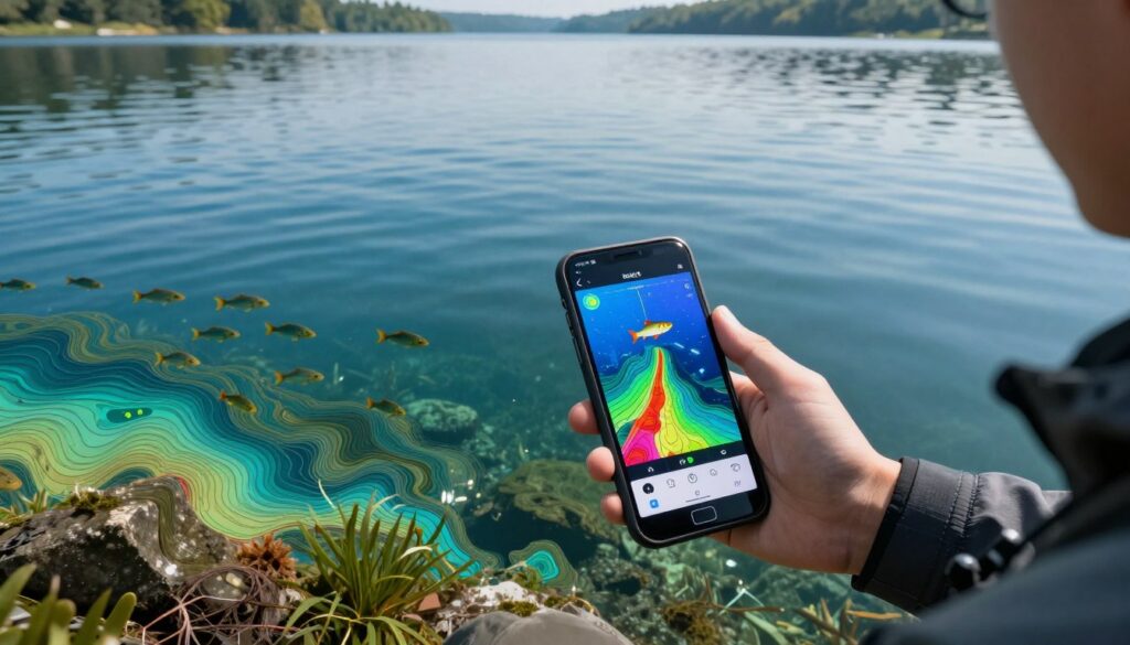 Depth and contour mapping with fishing apps